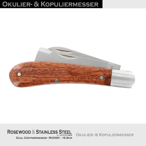Dual Okulier- Kopuliermesser Edelstahl - Rosenholz